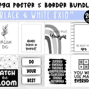Black and White Educational Classroom Psoters |CLASSROOM Decor Posters ...