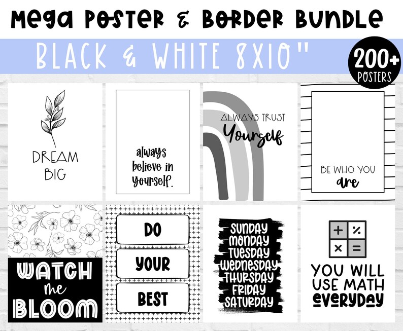 Black and White Educational Classroom Psoters CLASSROOM Decor - Etsy