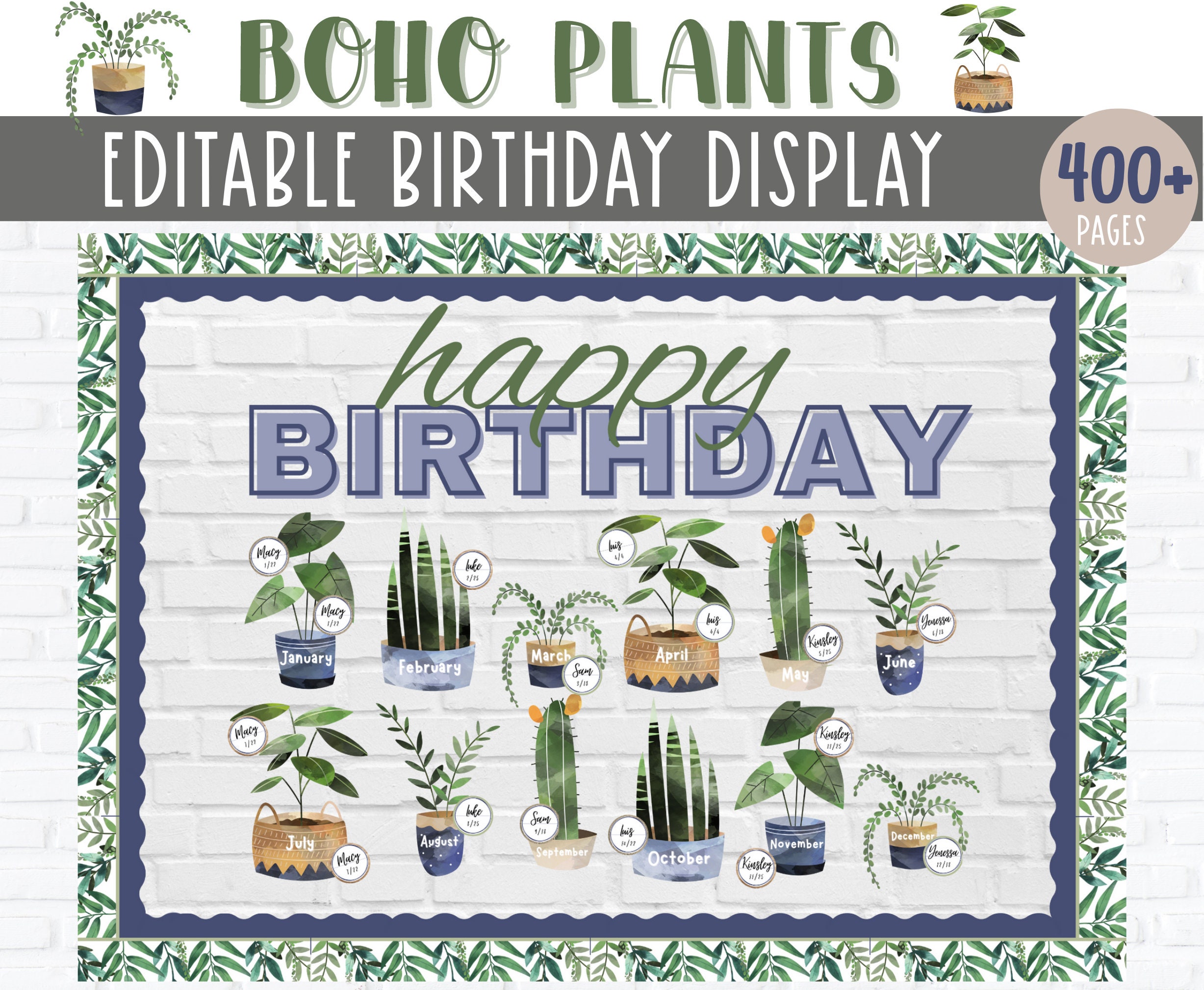 Boho Plants CLASSROOM DECOR Full Bundle Meet the Teacher - Etsy