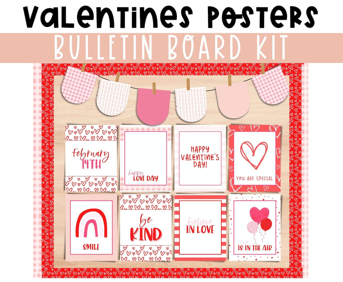Valentine Bulletin Board Kit Printable. Heart Day Classroom - Etsy