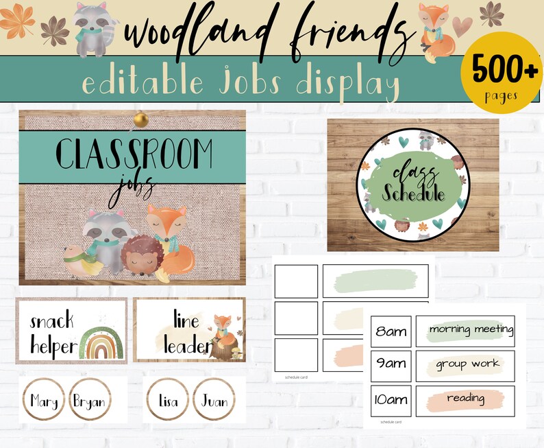 Woodland Animals Editable CLASSROOM DECOR Bundle Elementary - Etsy