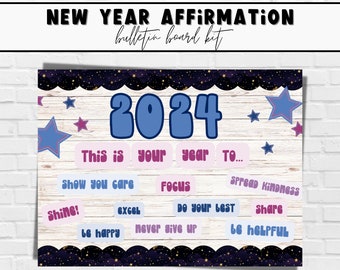 Daily Affirmation Bulletin Board Kit Printable Boho Bulletin Borders ...