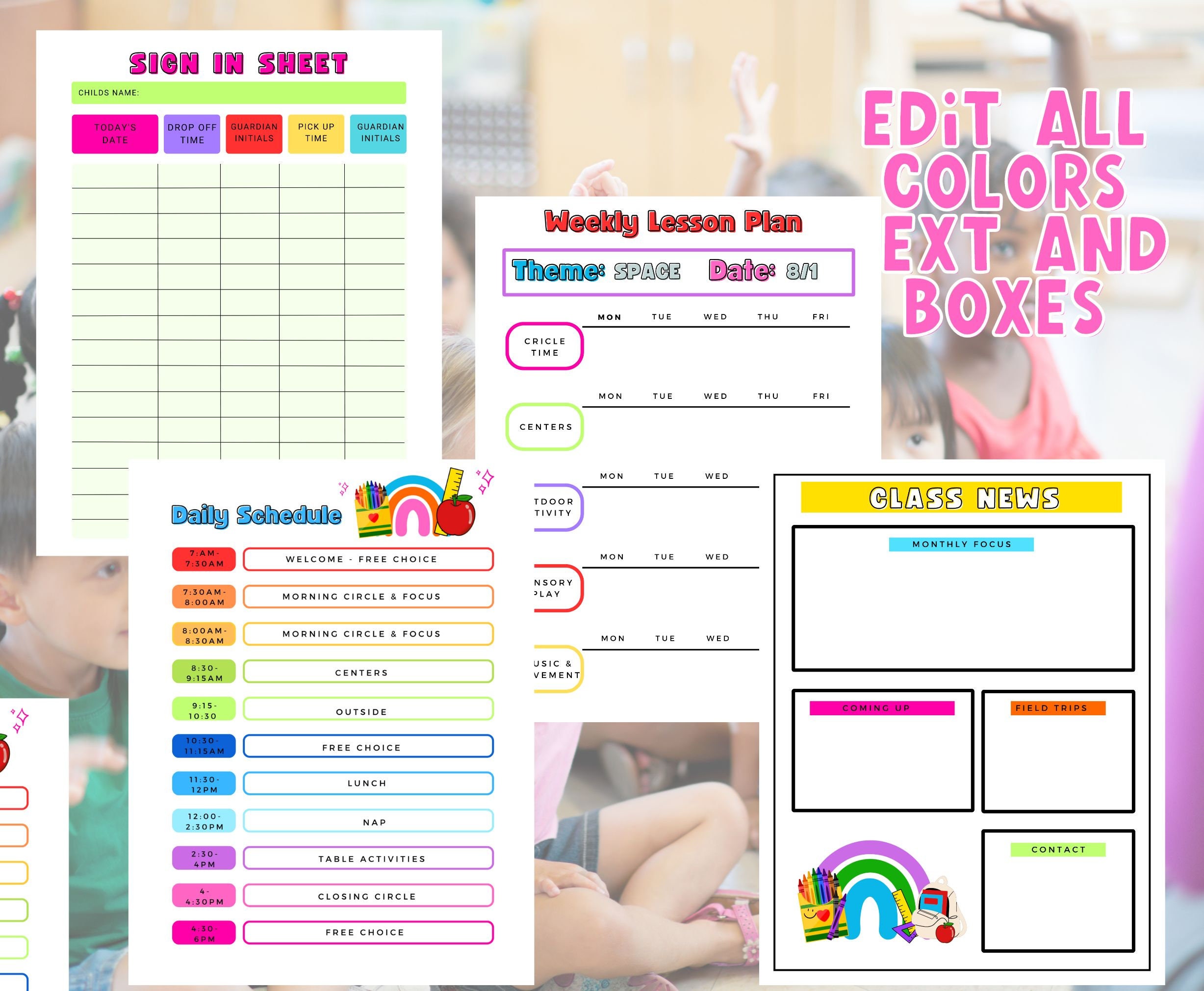 Preschool Daily Schedule Daycare Schedule EDITABLE Template. Sign in ...
