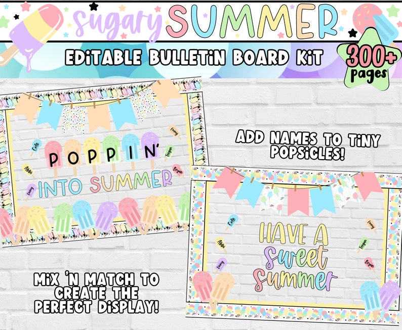 Pastel Summer Popsicle Theme Editable Classroom Decor Bundle | Modern ...