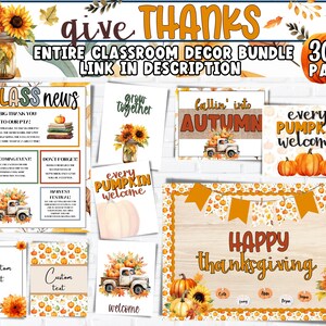 Fall Thanksgiving Bulletin Board Kit | Fall Bulletin Board | Boho ...