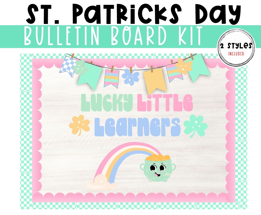 Groovy Pastel Shamrock Editable Patrick's Day Bulletin Board Kit ...