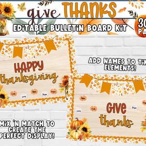 Thanksgiving Theme Editable Holiday Classroom Decor Bundle | Modern ...