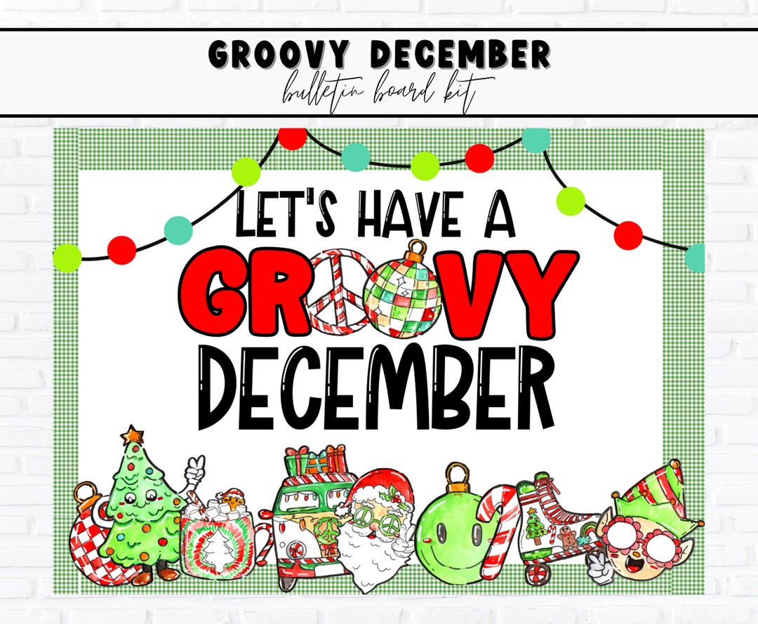 GROOVY December Bulletin Board Kit | Christmas Bulletin Kit | Holiday ...