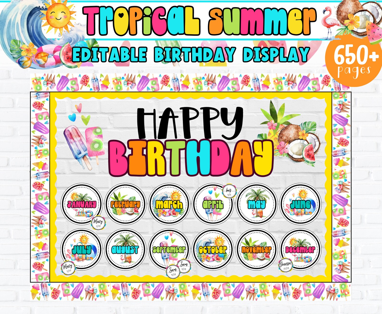 Bright Tropical Summer CLASSROOM DECOR Bundle Elementary Classroom ...