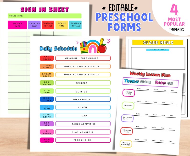 Preschool Daily Schedule Daycare Schedule EDITABLE Template. Sign in ...