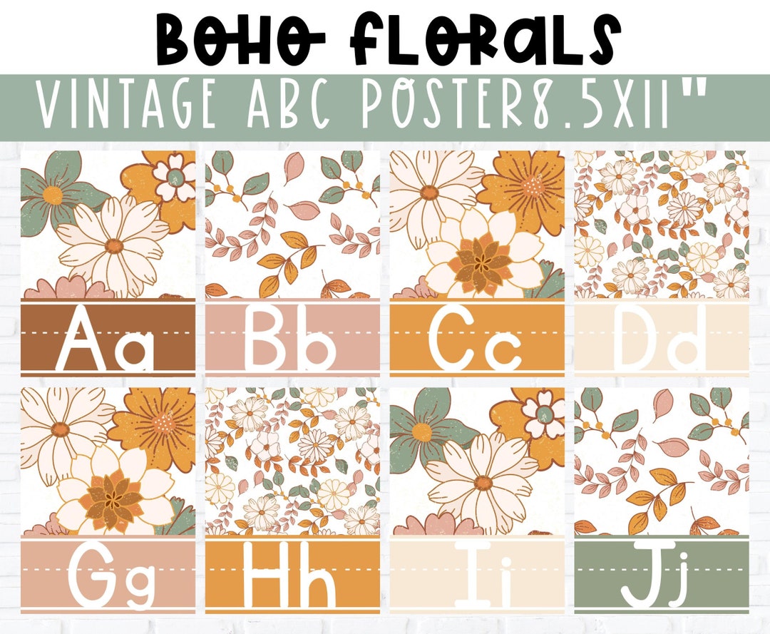 Retro Flower ABC Alphabet Classroom Poster. Alphabet Display Classroom ...
