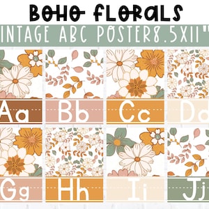 Retro Flower ABC Alphabet Classroom Poster. Alphabet Display Classroom ...