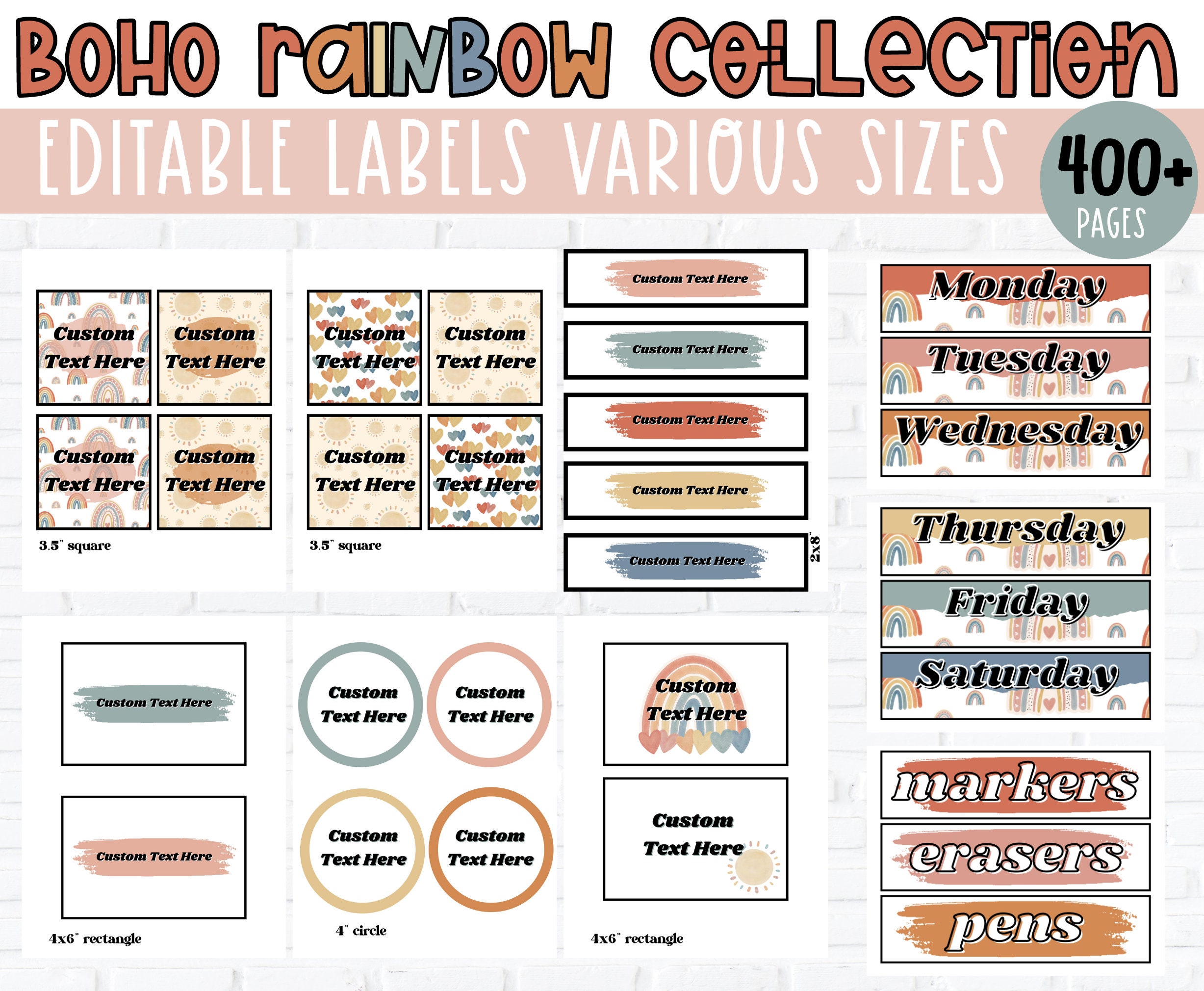 Boho Rainbow CLASSROOM DECOR Full Bundle Meet the Teacher | Shapes ...