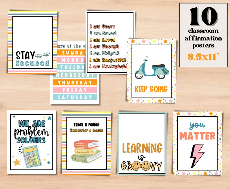 Boho Groovy Affirmation Classroom Poster Set. Classroom Decor ...