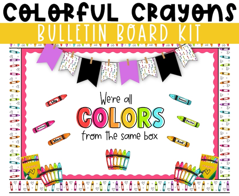 DIVERSITY Crayon Colorful Bulletin Board Kit Colorful Classroom ...