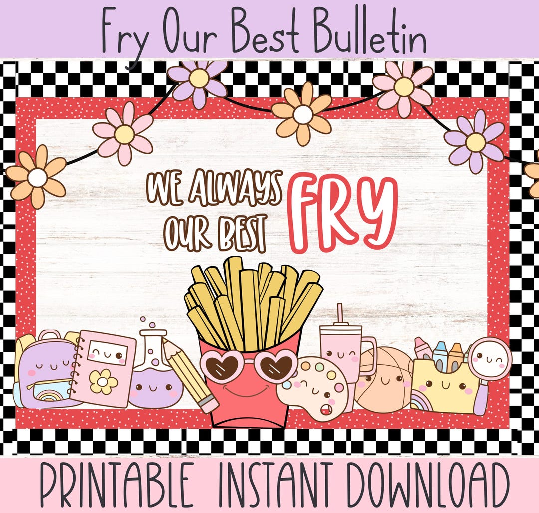 Cute Fry Themed Bulletin Board Kit. Funny Food Bulletin Board. Bulletin ...