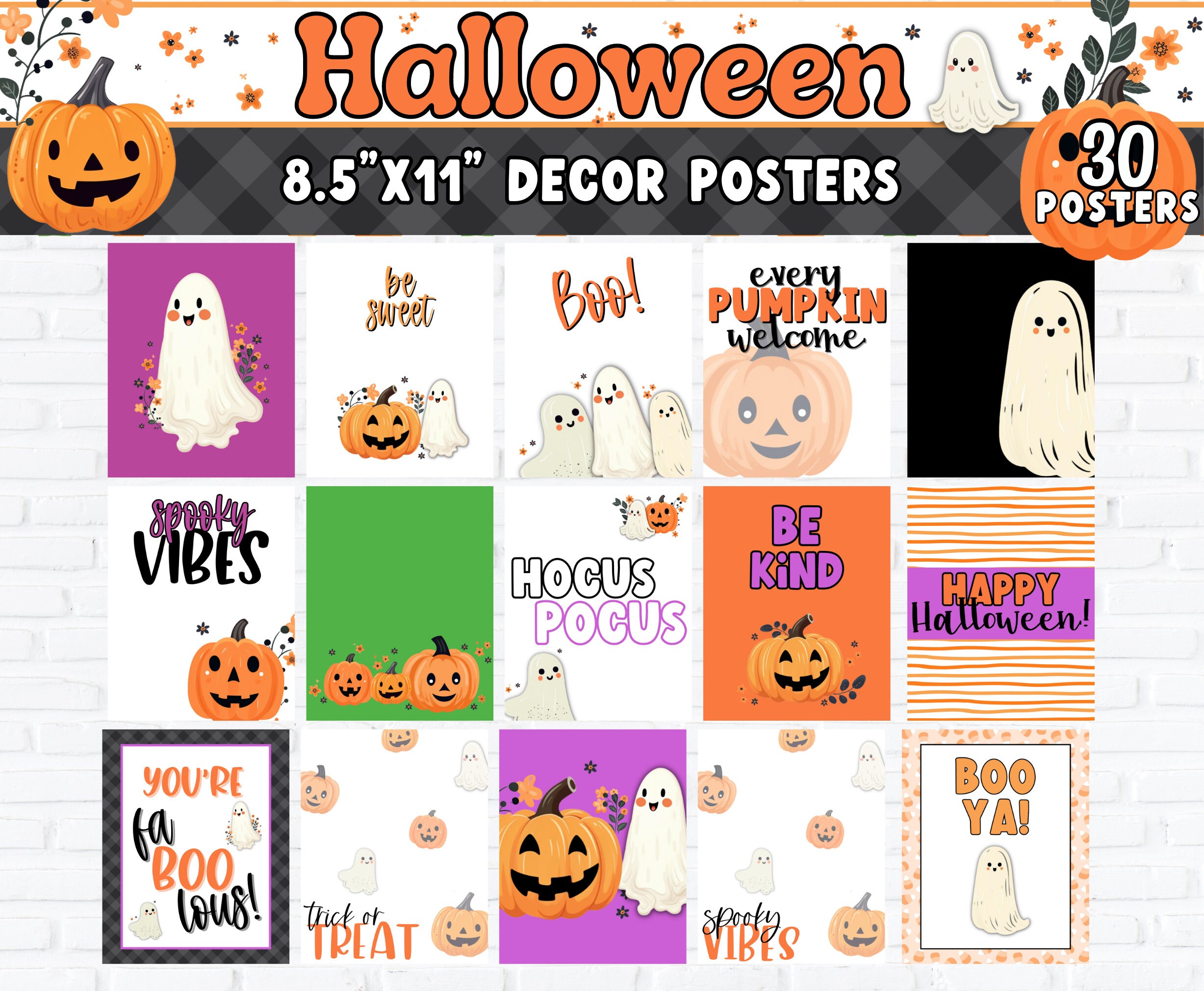 Halloween Theme Editable Holiday Classroom Decor Bundle | Modern ...