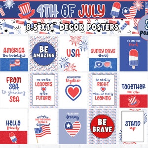 4th of July Theme Editable Holiday Classroom Decor Bundle | Modern ...