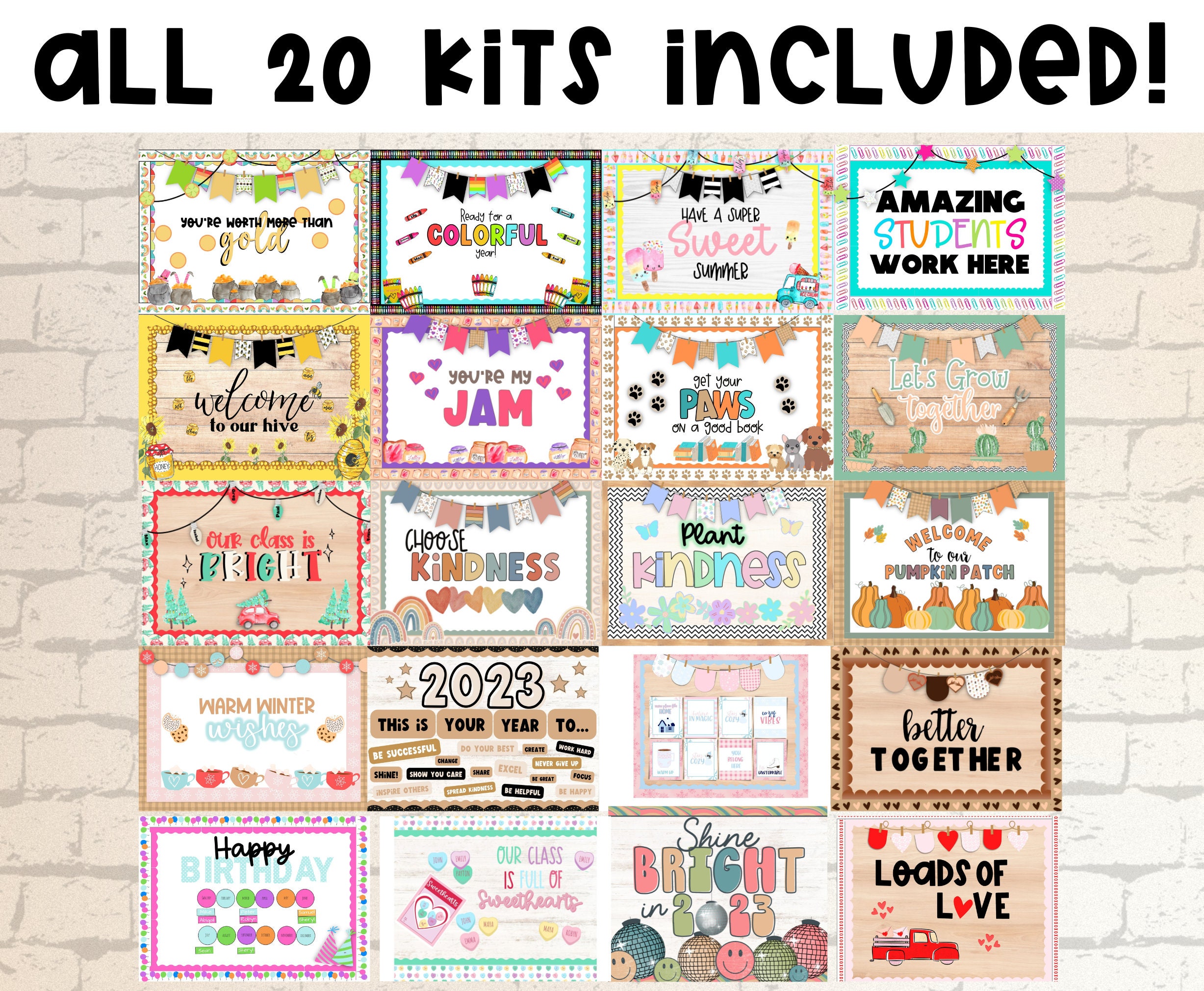 Printable Bulletin Board Bundle of 20 Kits. Holiday Bulletin Board Kit ...