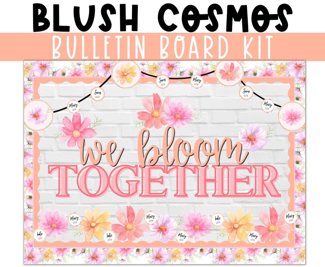 Pink Flowers Spring Bulletin Kit | Modern Bulletin Kit | DIY Classroom ...