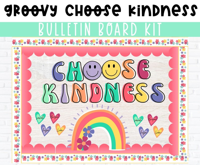 Boho Rainbow Choose KINDNESS Bulletin Board Kit Happy Face - Etsy