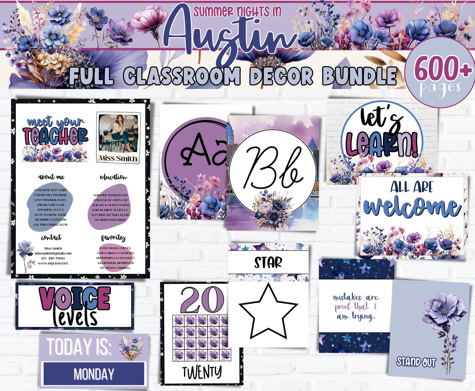 Moody Floral Editable CLASSROOM DECOR Bundle Elementary Classroom Decor ...