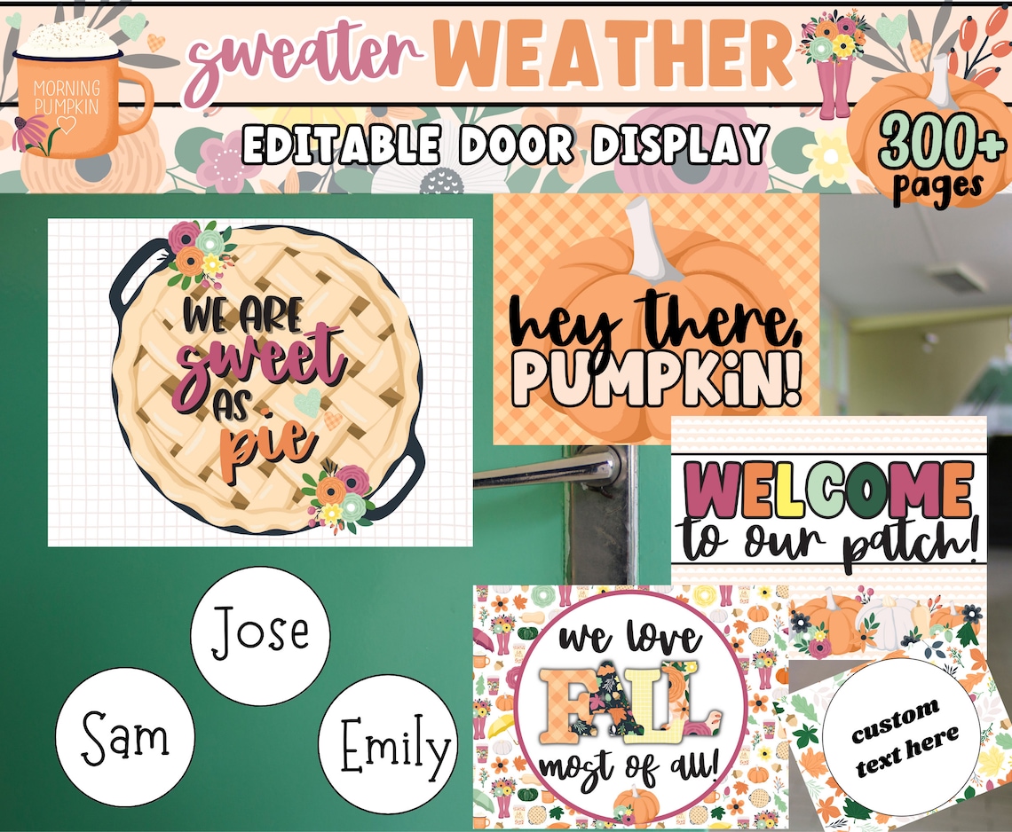 Pastel Pumpkin Fall Theme Editable Classroom Decor Bundle | Fall Slides ...
