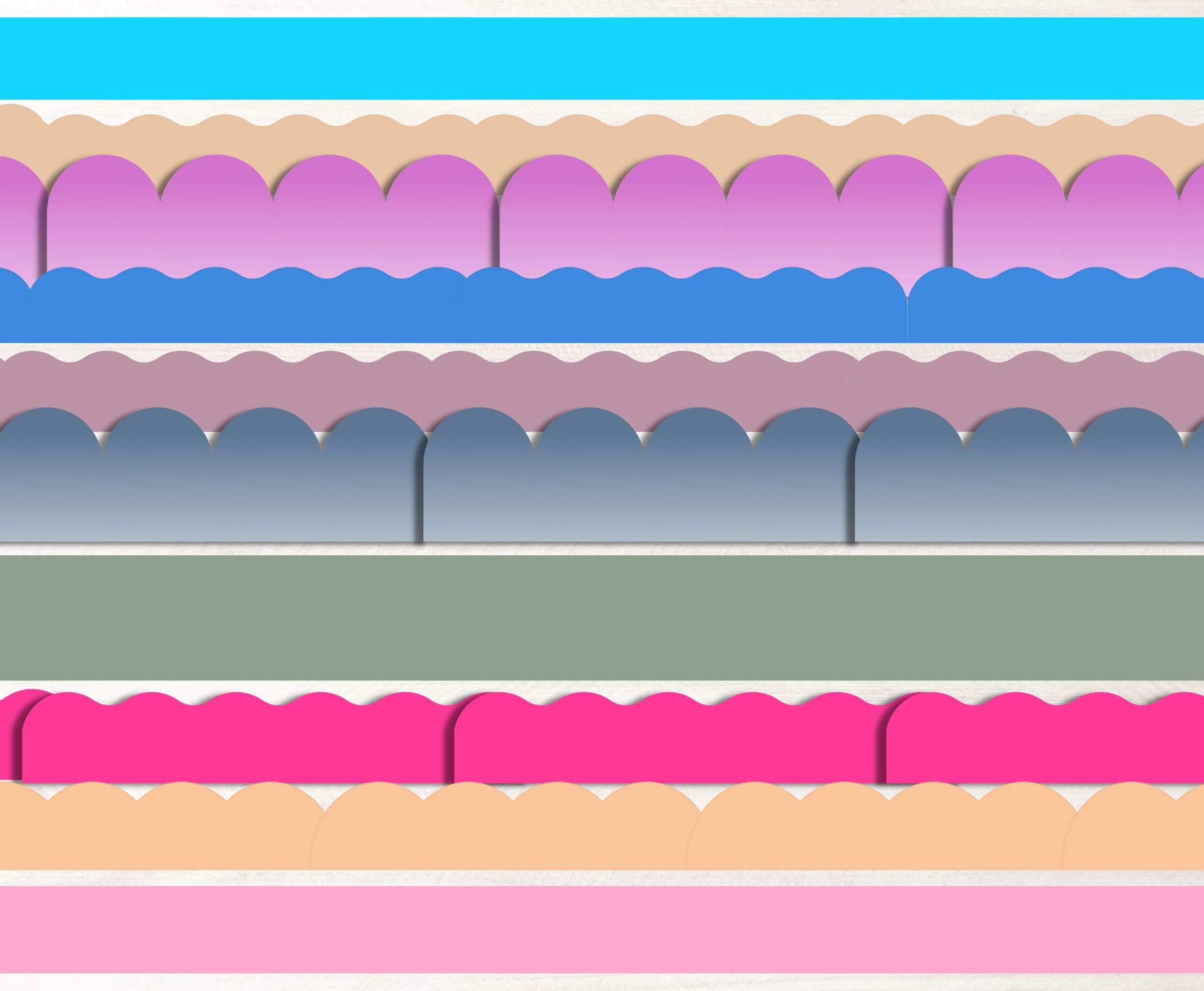 Solid Bulletin Board Borders Bundle. 55 COLORS Modern Printable ...