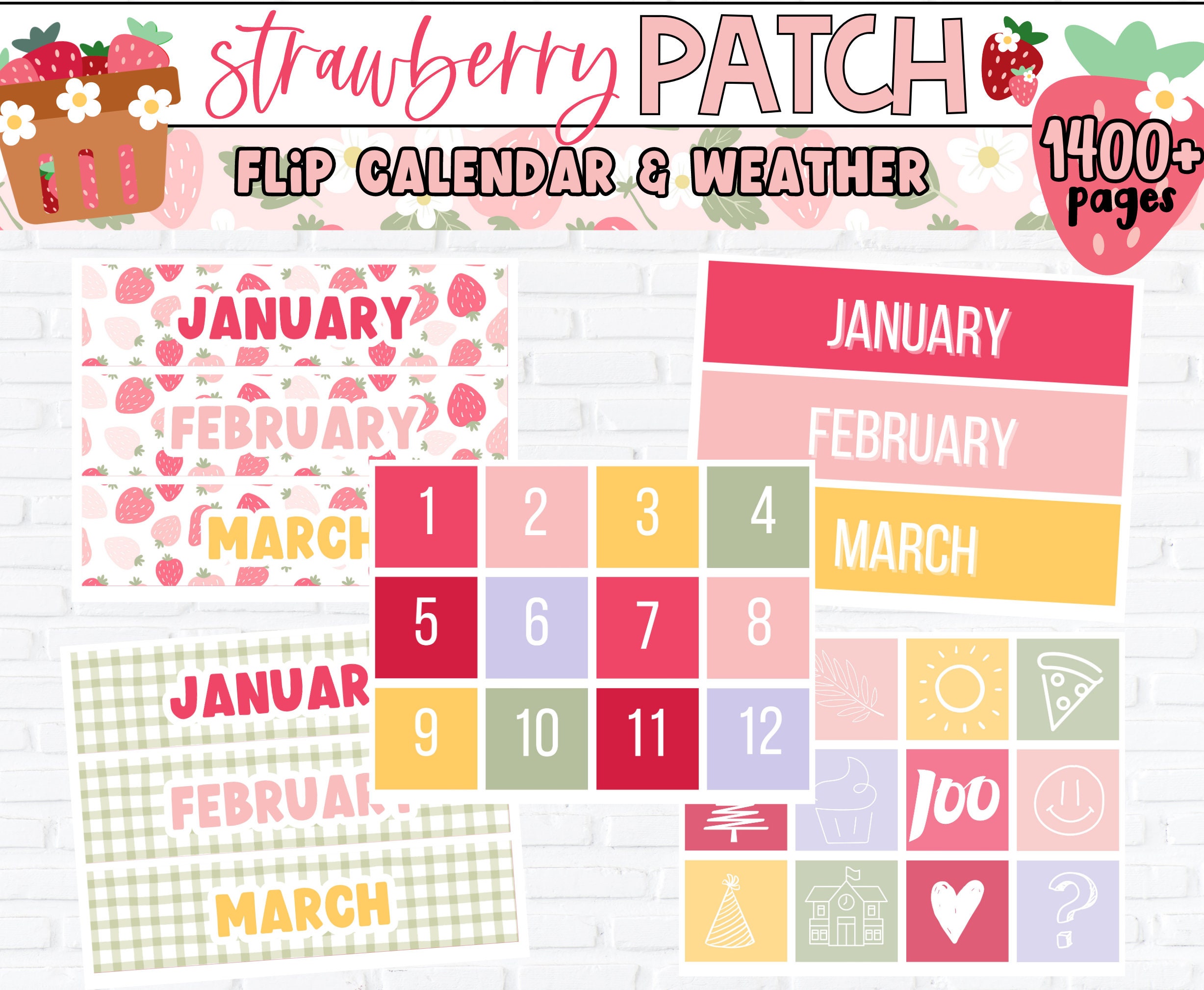 Strawberry Theme Editable CLASSROOM DECOR Bundle | Elementary Classroom ...