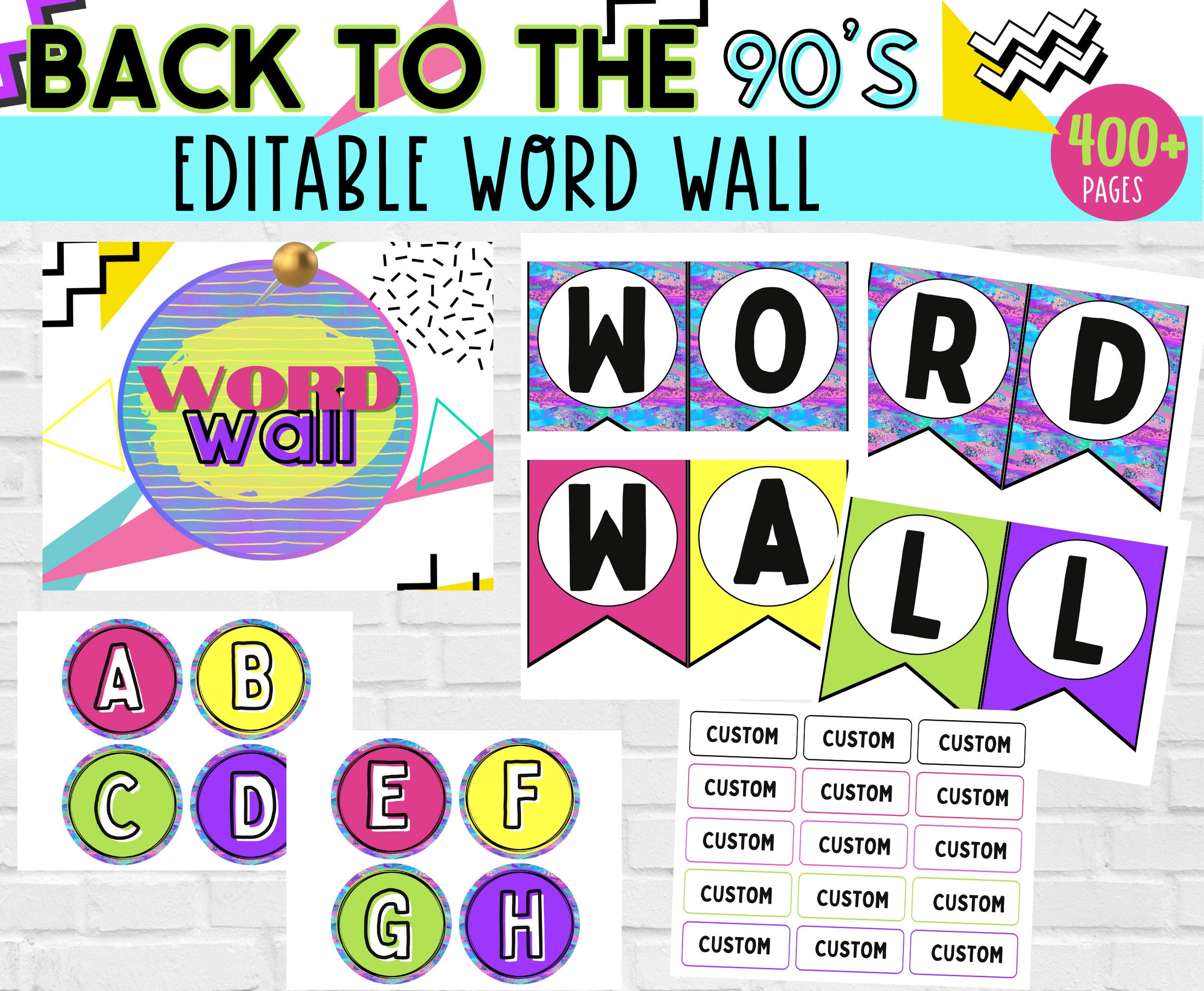 90's Theme Editable CLASSROOM DECOR Bundle | Elementary Classroom Decor ...