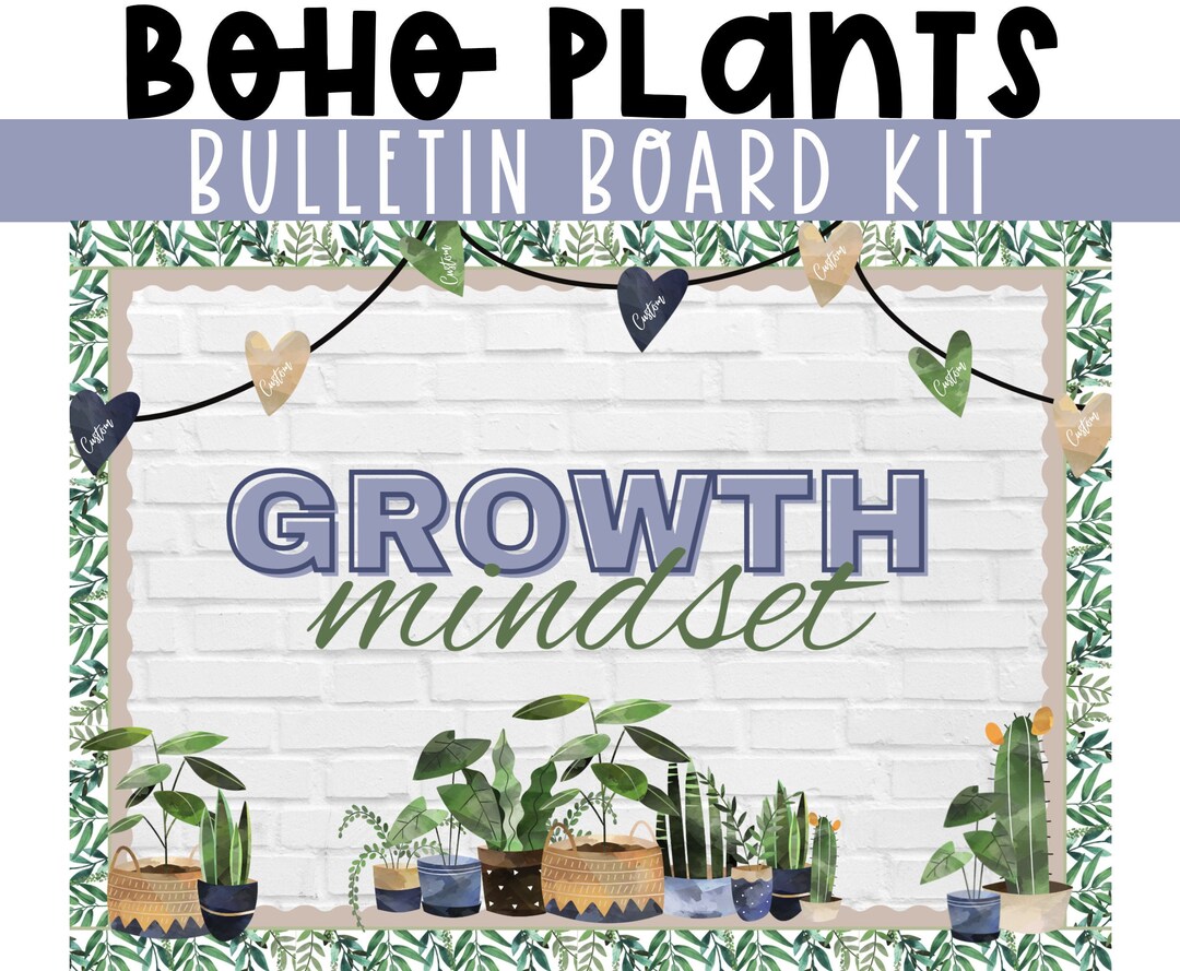 Boho Plants Growth Mindset Bulletin Kit | Modern Bulletin Kit | DIY ...