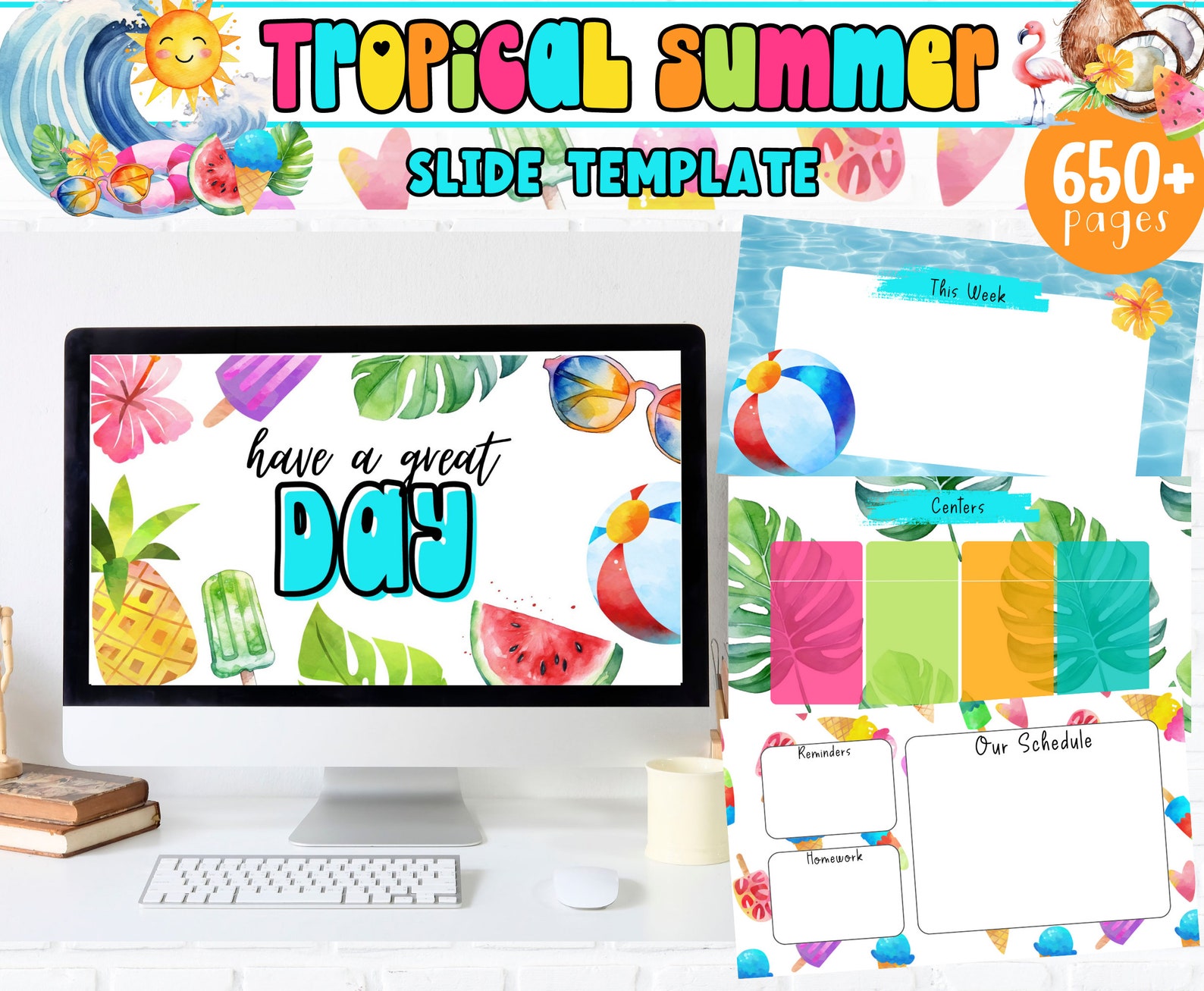 Bright Tropical Summer CLASSROOM DECOR Bundle Elementary Classroom ...