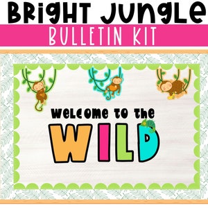 Wild About Learning Safari Classroom Bulletin | Monkey Summer Bulletin ...