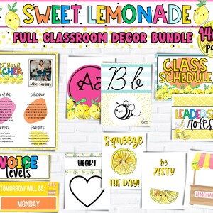 Lemon Theme Editable CLASSROOM DECOR Bundle | Elementary Classroom ...