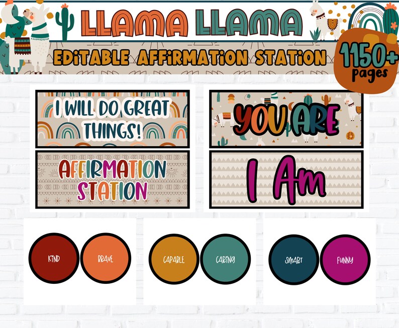 Llama Theme Editable Classroom Decor Bundle | Modern Elementary ...