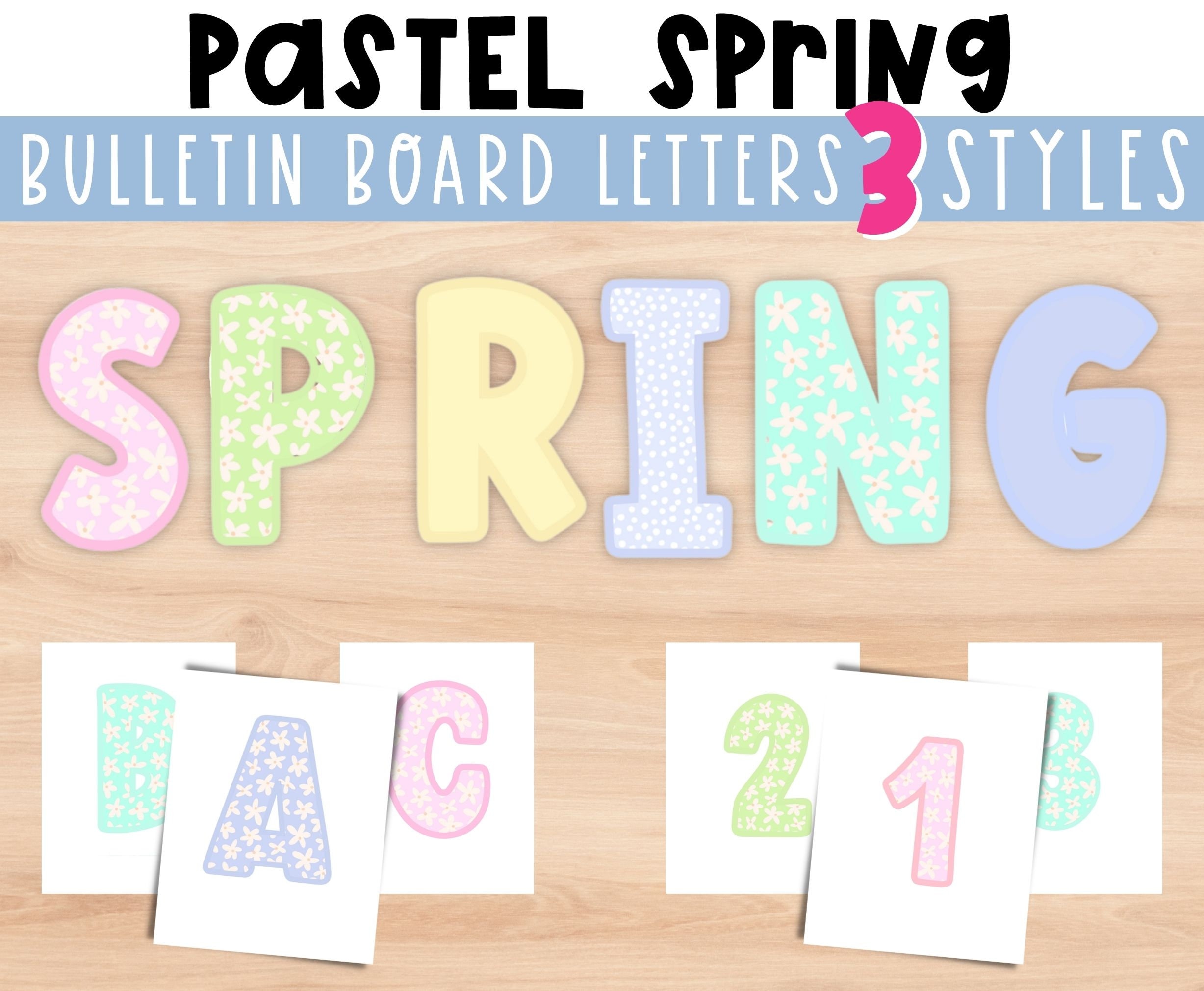 Spring Pastel Bulletin Letters Large Bulletin Letters Flower Classroom ...