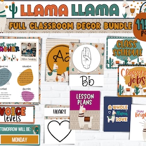 Llama Theme Editable Classroom Decor Bundle | Modern Elementary ...