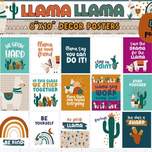 Llama Theme Editable Classroom Decor Bundle | Modern Elementary ...