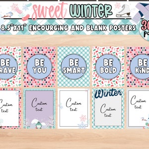 Pastel Winter Theme Editable Classroom Decor Bundle Modern Elementary ...