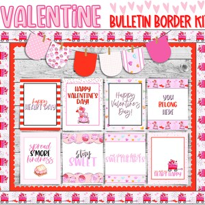 Valentine Bulletin Board Kit Printable. Heart Day Classroom Decor ...