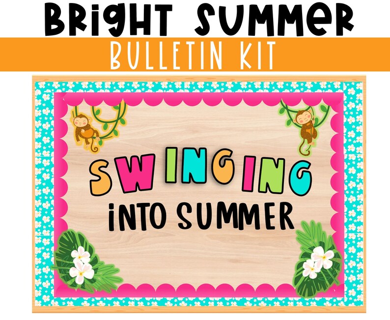 Wild About Learning Safari Classroom Bulletin | Monkey Summer Bulletin ...