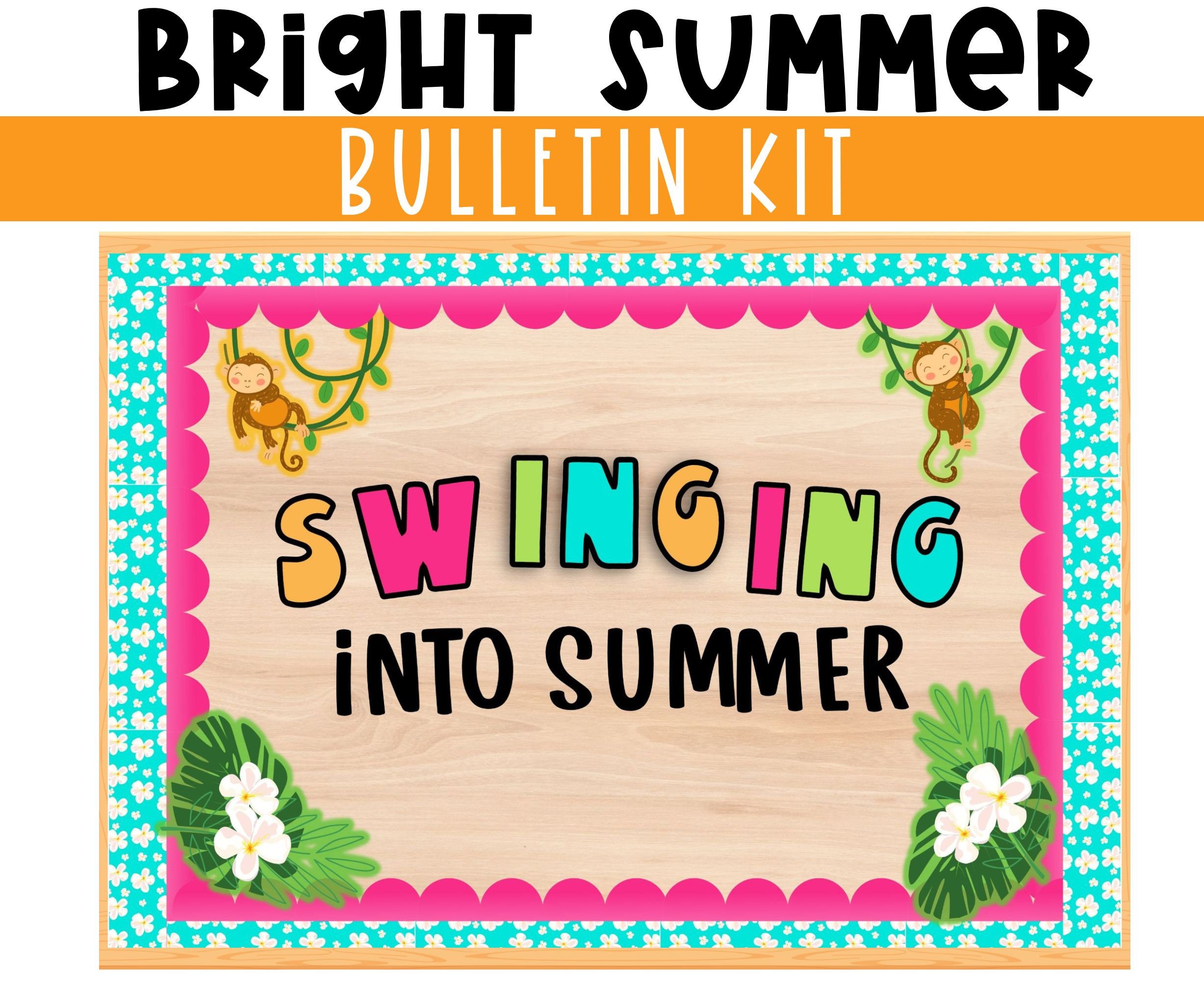 Wild About Learning Safari Classroom Bulletin | Monkey Summer Bulletin ...