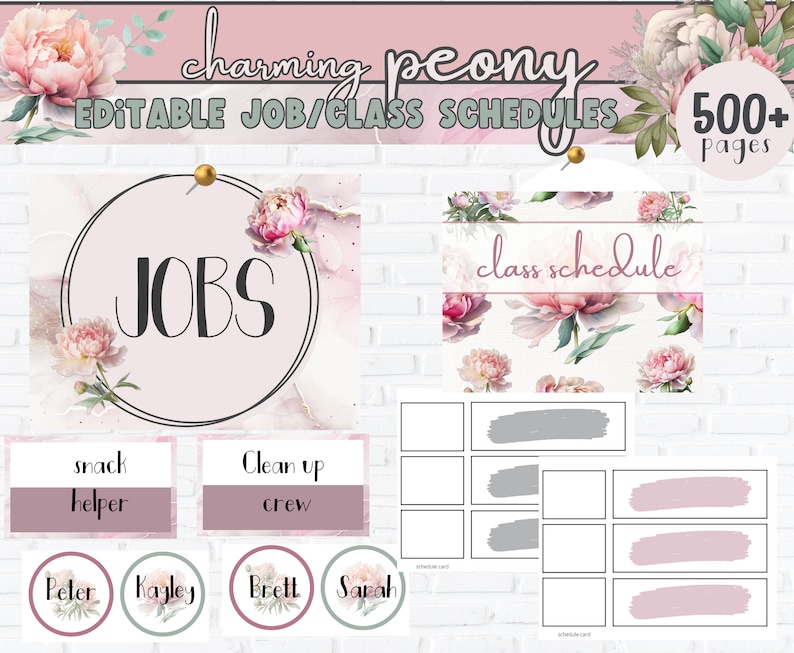 Pink Floral Editable CLASSROOM DECOR Bundle | Elementary Classroom ...