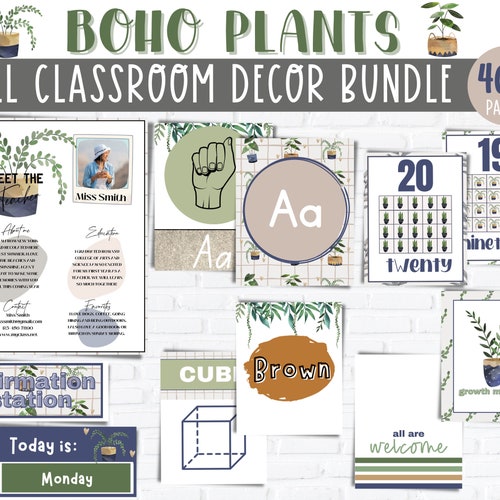 Boho Plants CLASSROOM DECOR Full Bundle Meet the Teacher - Etsy
