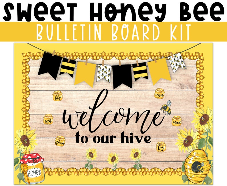 Honey Bee Bulletin Board Kit Editable Honey Bee Bulletin Board Kit for ...