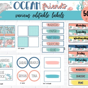 Ocean Sea Life Editable CLASSROOM DECOR Bundle | Elementary Classroom ...