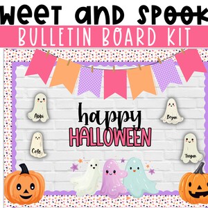Pastel Ghost Happy Halloween Bulletin Board Kit | Fall Bulletin Board ...
