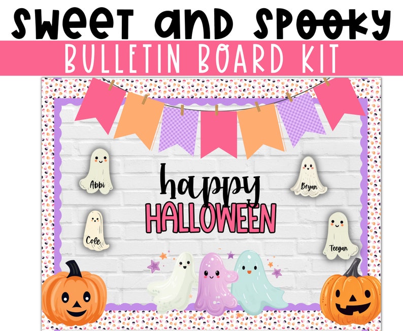 Pastel Ghost Happy Halloween Bulletin Board Kit Fall - Etsy