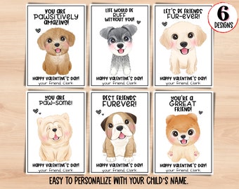 Dog Themed Printable Valentine's Day Cards. Editable Puppy Classroom ...