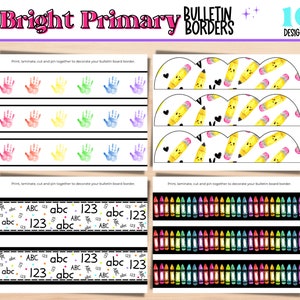 Bright Primary Bulletin Board Borders. Colorful Printable Classroom ...